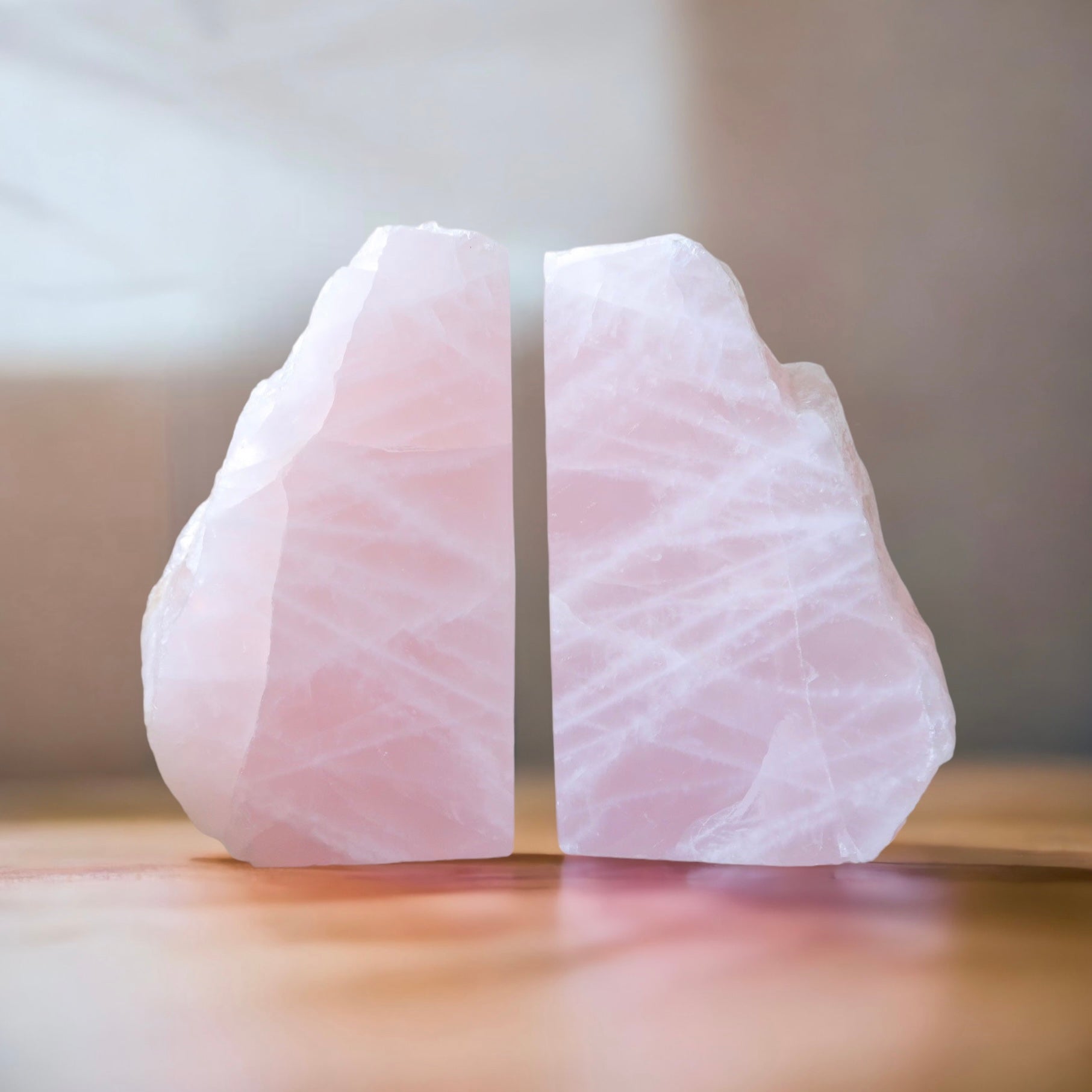 Rose Quartz Bookends - Natural Home Decor. Desert Rose Crystals